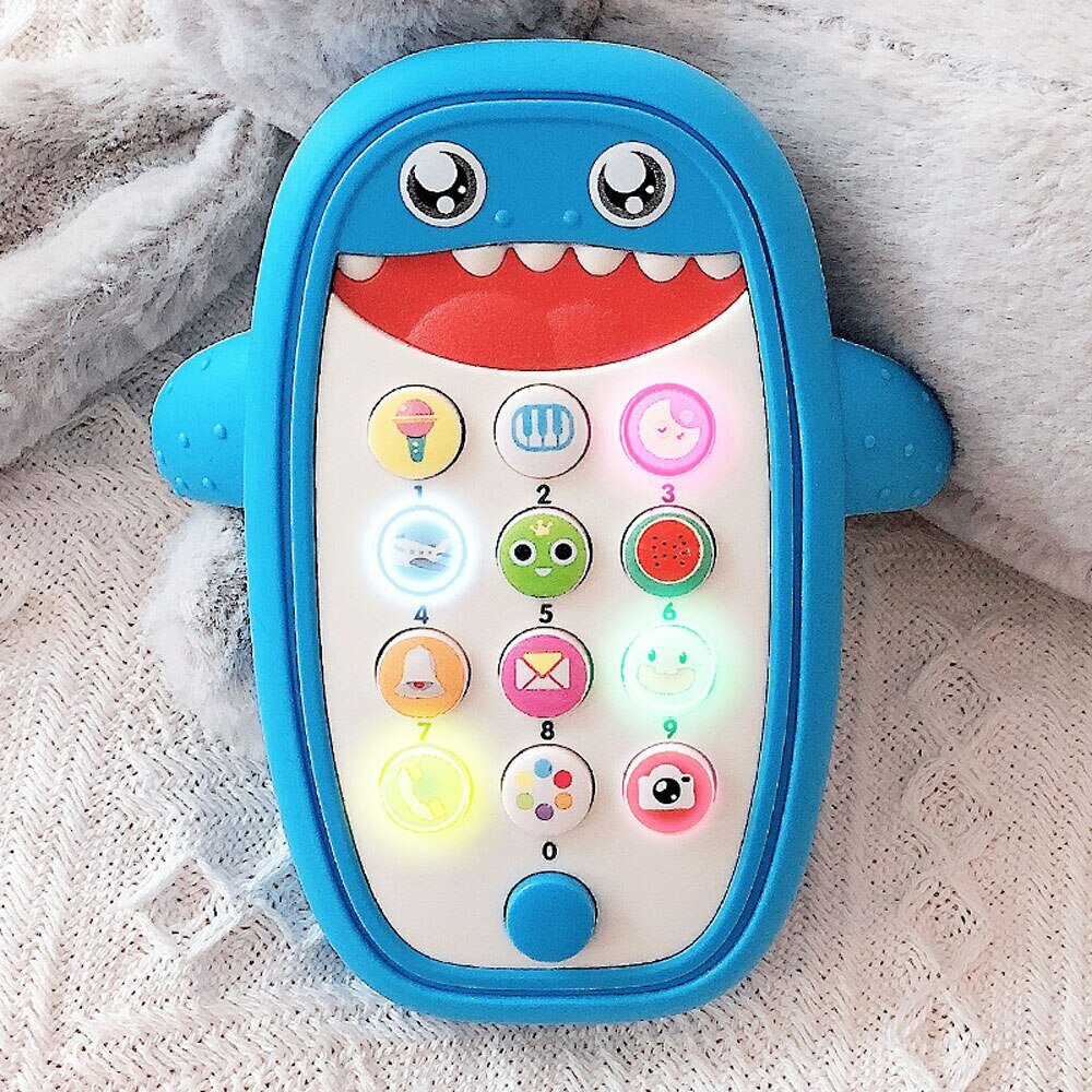 Детские клубничные кровати игрушки английский телефон акула музыка мобильные дети мультфильмы младенческое образование новорожденного 0 12 месяцев младенца младенца детская клубника и мобильный ()