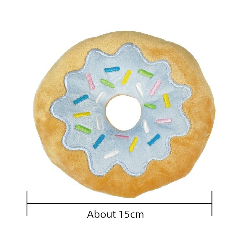 Плюшевая игрушка-пончик для собак со звуком, устойчивая к укусам, плюшевая игрушка-пищалка для щенков, игрушка для