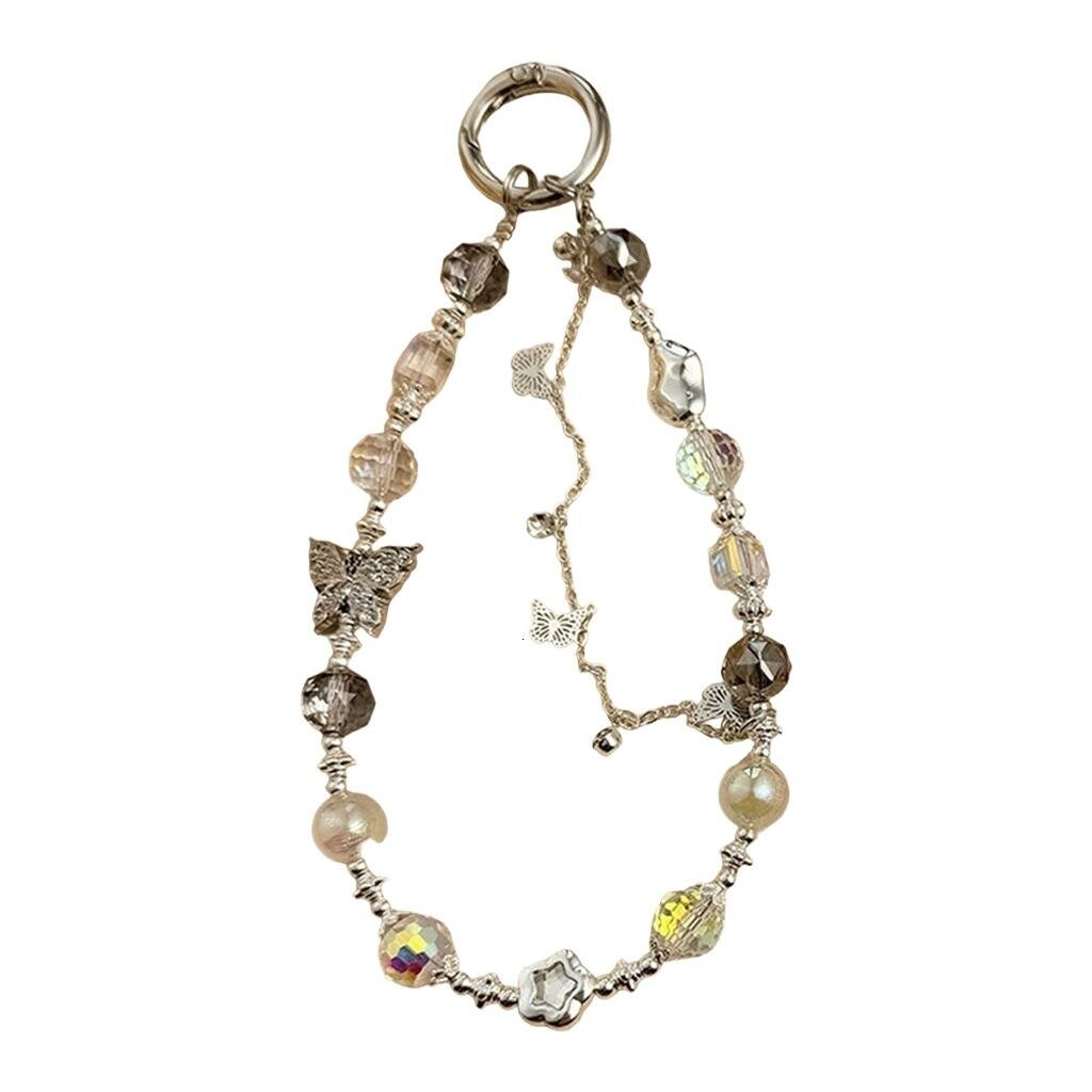 Бант из бисера, инкрустированный красными хрустальными бусинами, короткий ремешок для мобильного телефона, брелок-подвеска-серебро-стиль 1