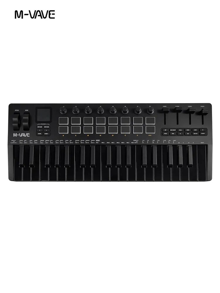MIDI-клавиатура M-VAVE SMK-37 PRO Total Black, 37 клавиш, беспроводная, Bluetooth