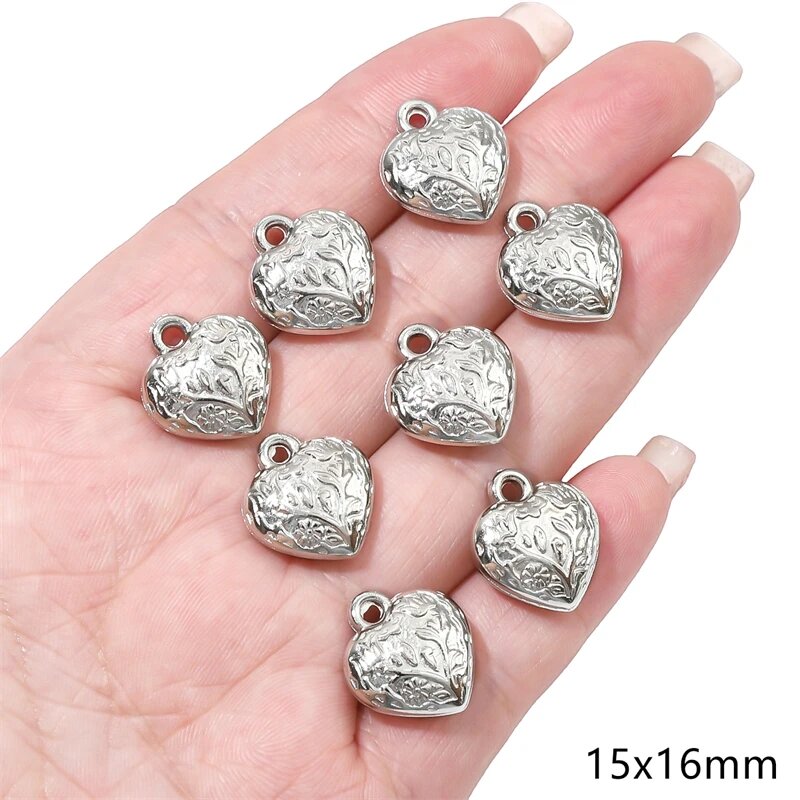 Шармы сердечки из родия, style 4, 10шт