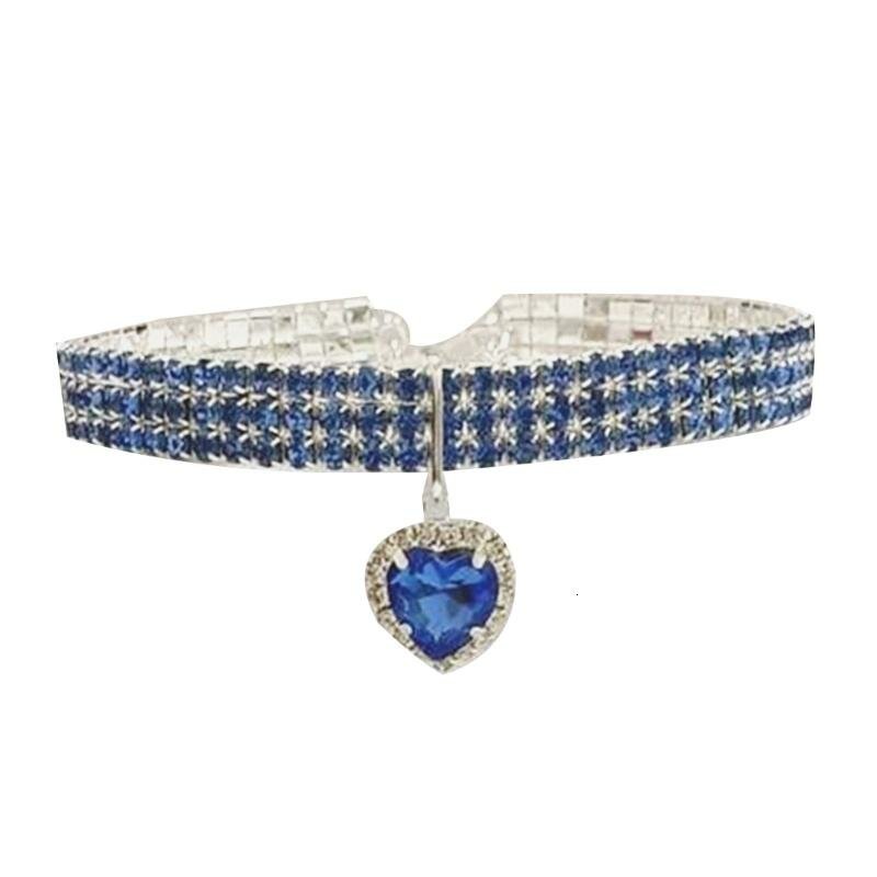 Ошейник с камнями для собак и кошек, Синий - S