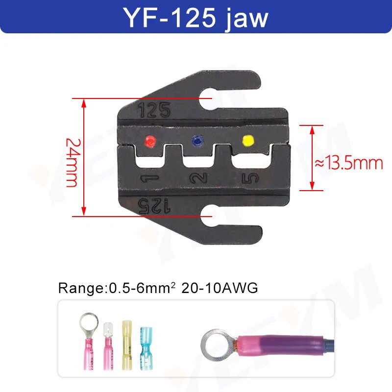 Обжимные клещи YF-125 jaw, 20-10AWG