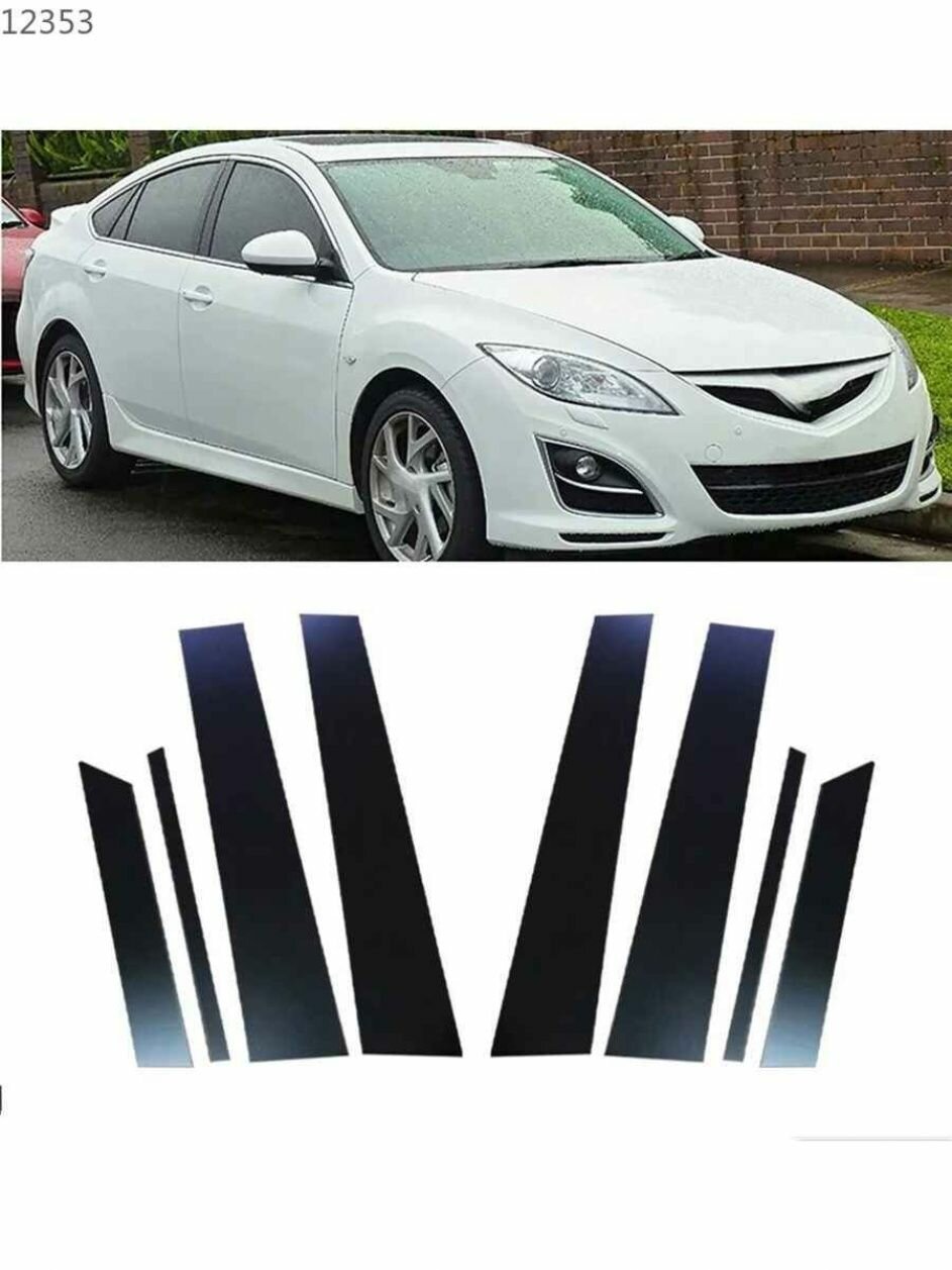 Эксклюзивный комплект из 8 глянцевых черных стоек для Mazda 6 GH Liftback 20092013, включающий накладки оконные, дверные и боковые крышки