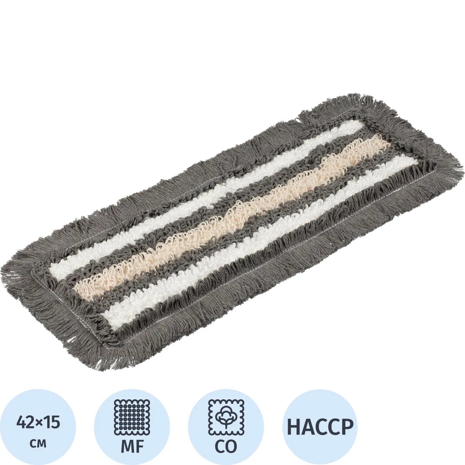 Насадка МОП петельный комбинированный серый (крепление карман-язык), 40 см