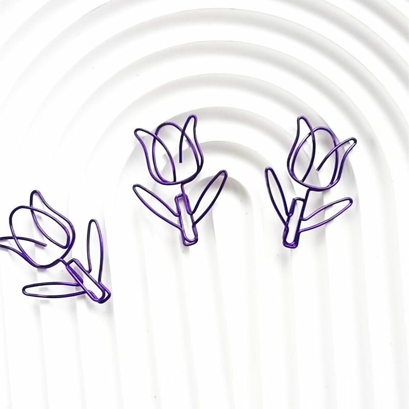 Набор из 20 цветных тюльпанов фигурные скрепки - розовые