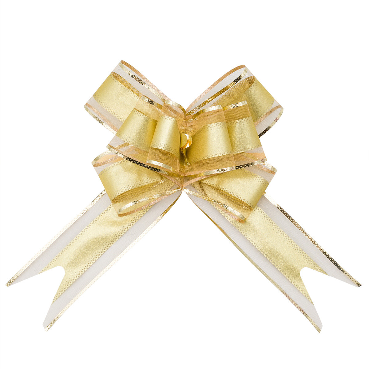 Бант 'Бабочка' для упаковки подарка, диаметр 15 см, ширина ленты 5 см, цвет золотистый, 10 шт/упак