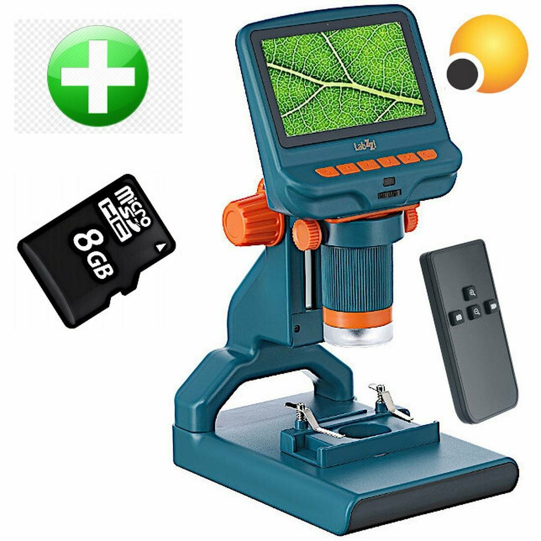 Микроскоп цифровой Levenhuk LabZZ DM200 LCD, с образцами, в подарок карта памяти microSD
