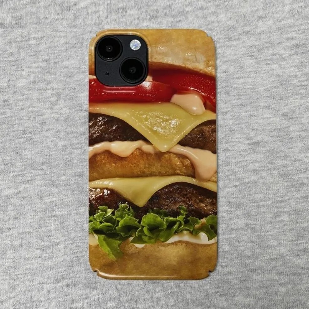 Чехол для телефона Tasty Double Burger с реалистичным принтом еды Fun Foodie для iPhone 17, 16, 15, 14, 11, 12, 13 Pro Max Air Plus, задняя крышка