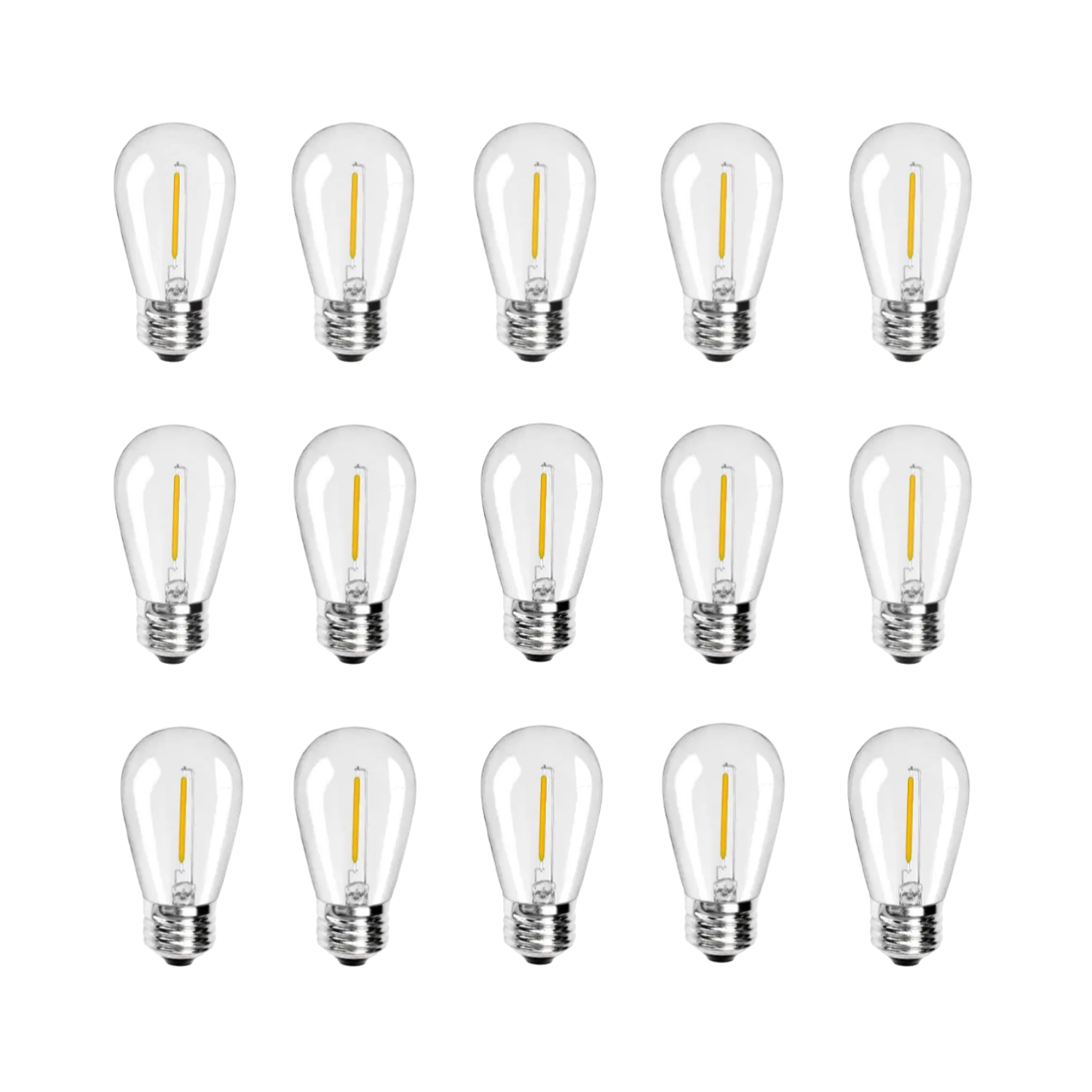 Светодиодные Лампы S14: 15 Штук Экономичные До 90% Солнечные Гирлянды - Водонепроницаемые Прочные Для Уличного Декора Теплый Свет 2200K Лампочки E26 для Сада И Патио