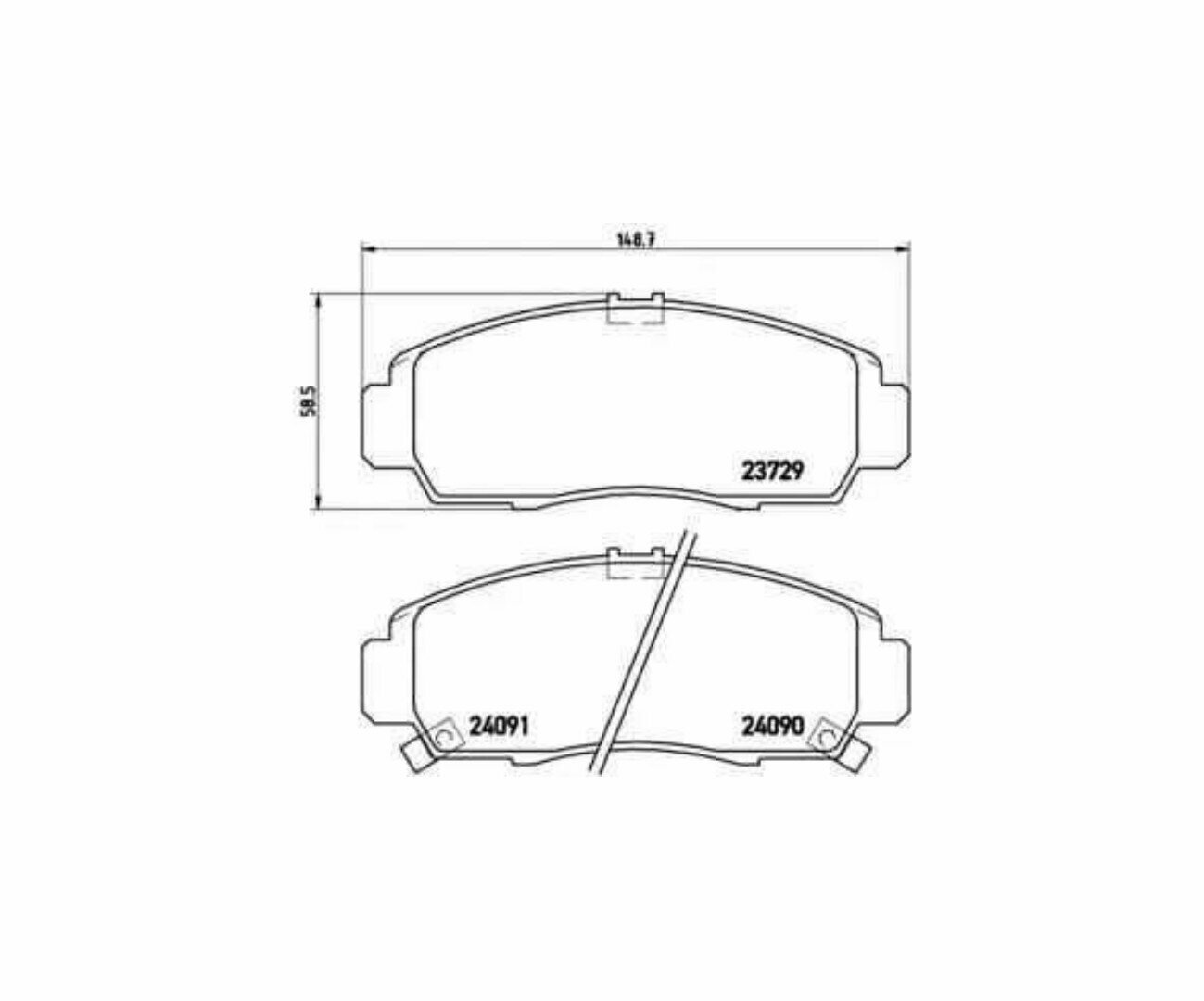 Колодки тормозные BREMBO P28034 передние, Honda Civic VI EU 1.6 Kw 84 09, 05- 09, 05 F, Honda Civic VI EU 1.8 Kw 103 09, 05- 09, 05 F, Honda Civic VII FD 1.3 Kw 70 01, 06- F, Honda Civic VII FD