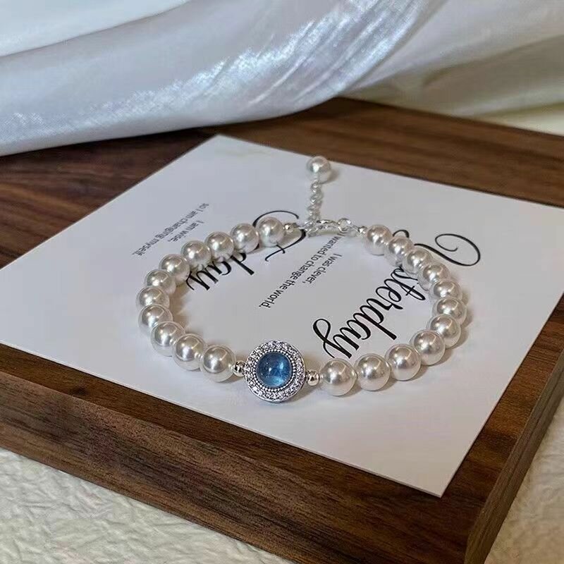 Браслет для гадания, YM Mall из аквамарина с серебром Привлечение морской энергии