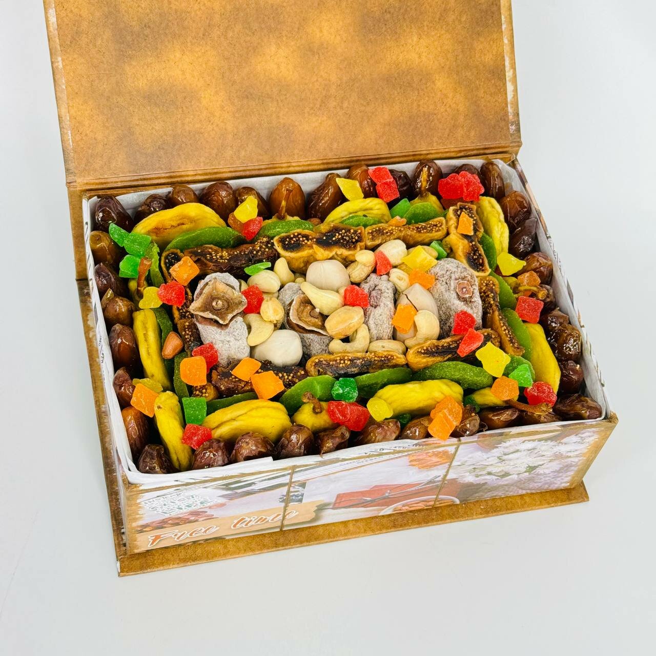 Подарочный набор сухофруктов и орехов, коробка книга. Подарок на день рождения, 14 февраля, 8 марта, Пасху, Рамадан.