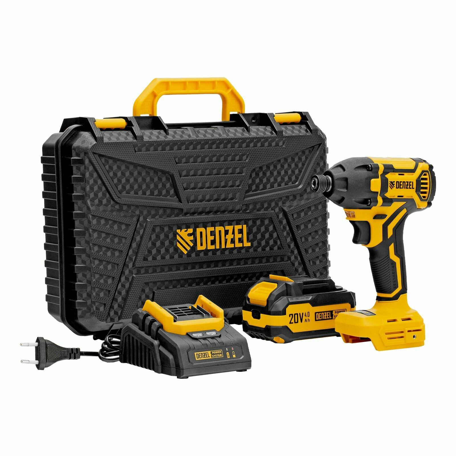 Винтоверт ударный аккумуляторный бесщеточный DENZEL CIDH-BL-20-270, Li-Ion, 20 В (26514)