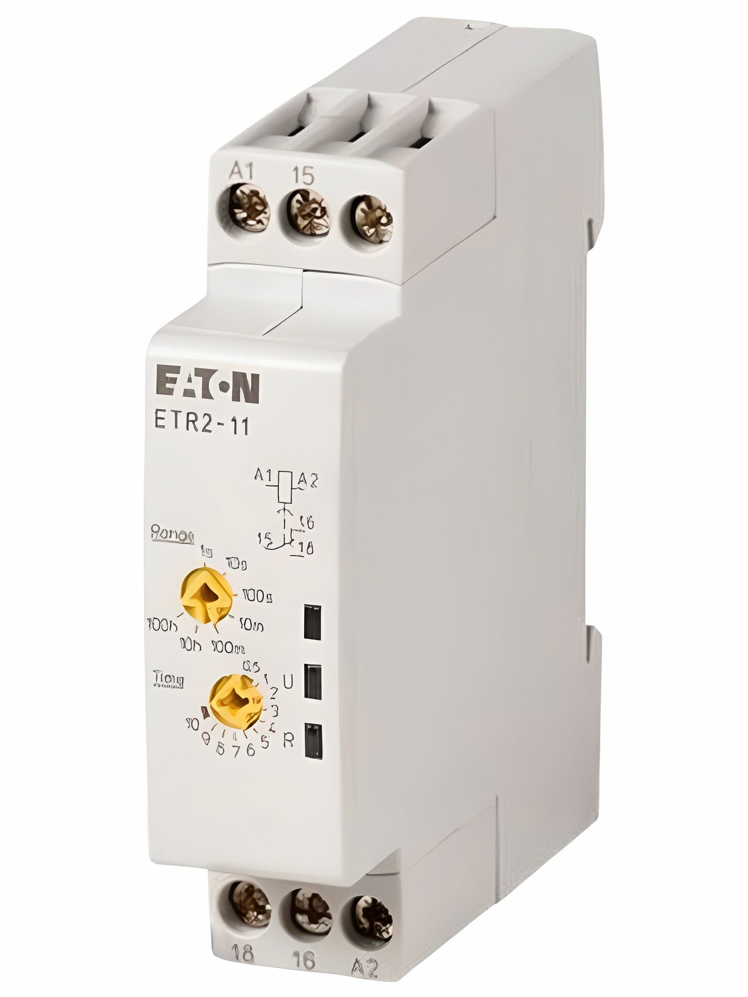 Реле времени, задержка на включение ETR2-11 Eaton, 1 перекидной контакт, 24-240 В АС, 24-48 В DC.