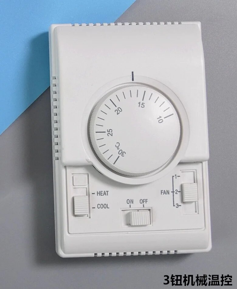 Центральный кондиционер, механический термостат, ручка переключателя, панель, трехскоростной переключатель, регулятор температуры катушки вентилятора