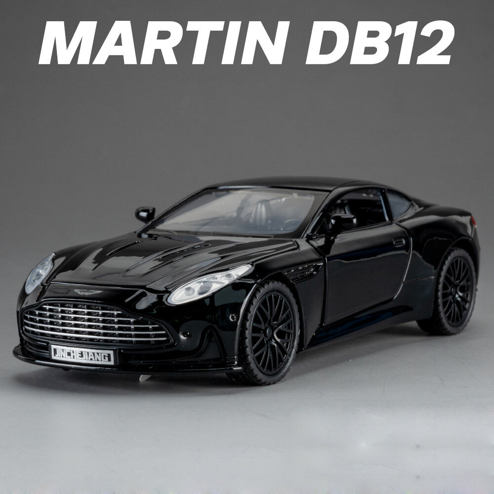 Машинка металлическая Aston Martin DB12 (1:32)инерционная с открывающимися дверьми, капотом и багажникомсо световыми и звуковыми эффектами