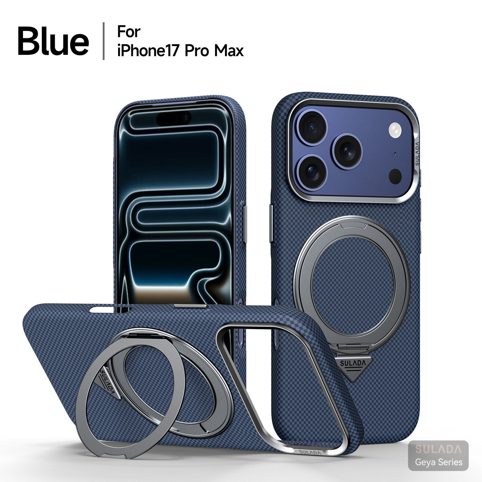 Рисунок из углеродного волокна подходит для чехла для мобильного телефона Apple iPhone17Promax, ультратонкого магнитного защитного чехла против падения, с вращающимся кронштейном