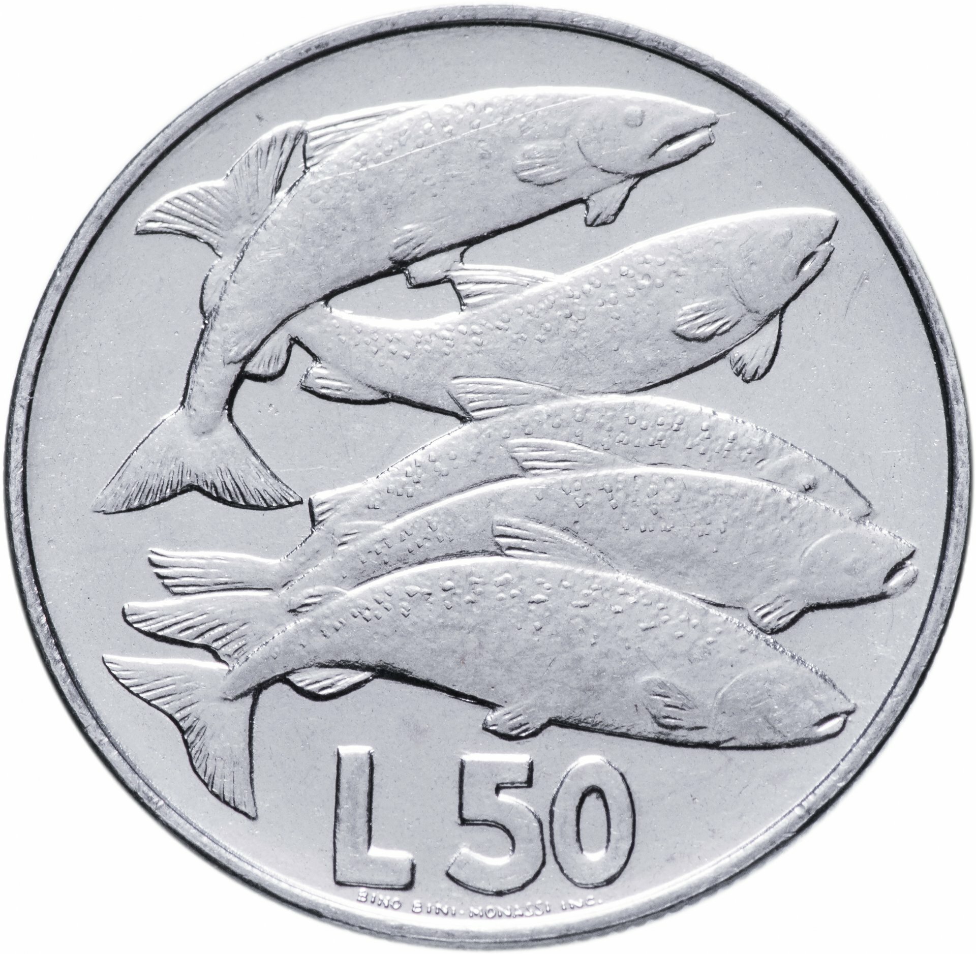 Сан-Марино 50 лир lire 1975 "Любовь у животных", Сталь, в сохранности UNC