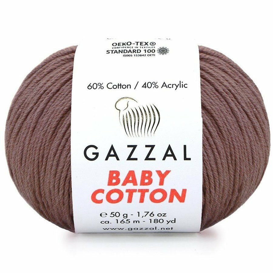 Пряжа Gazzal BABY COTTON 3455 кофе с молоком (5 мотков)