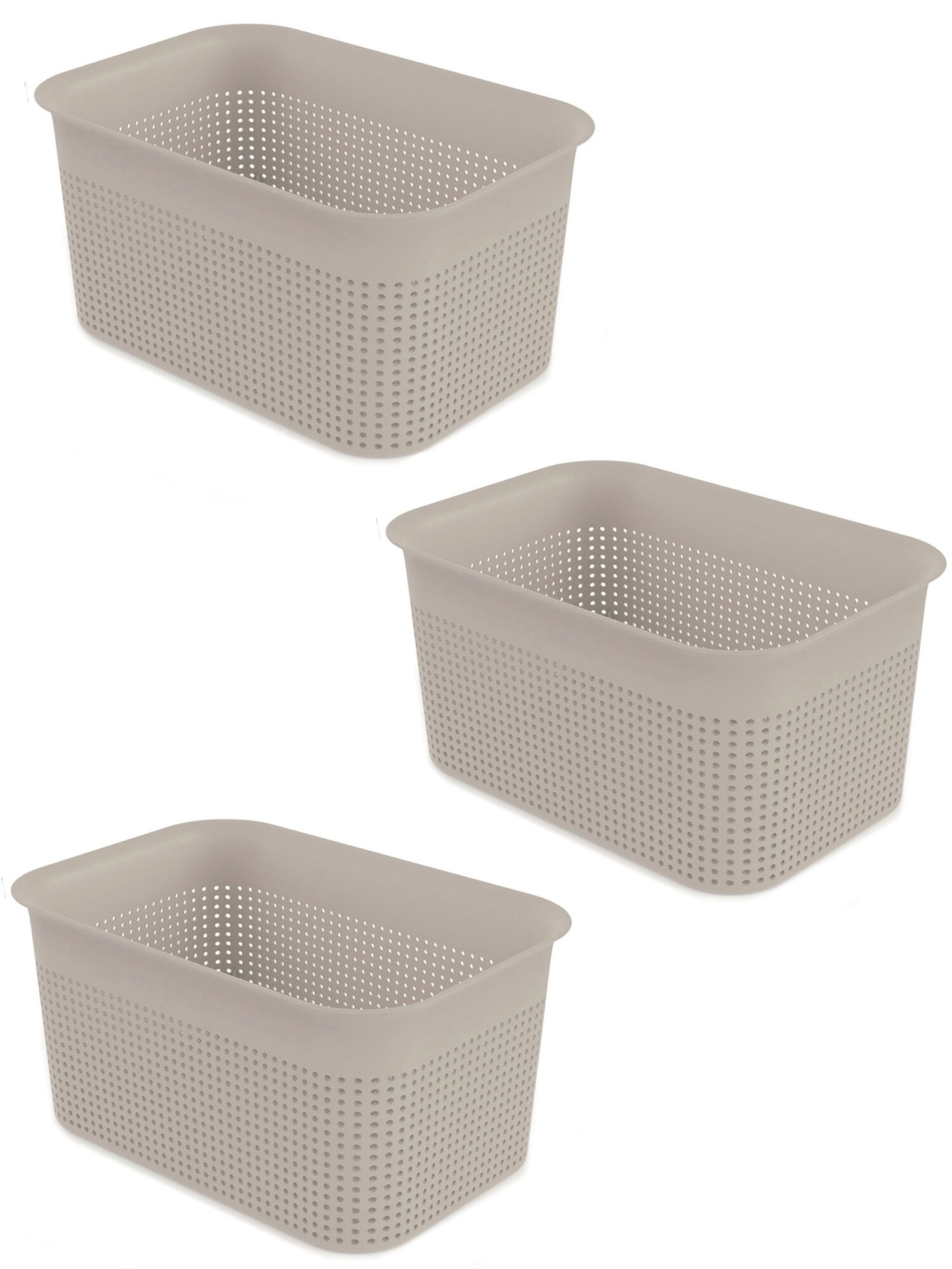 Набор корзин для хранения вещей, мелочей и аксессуаров, пластик, для спальни, гостинной Rotho Brisen S 4,5 л, 3 шт.