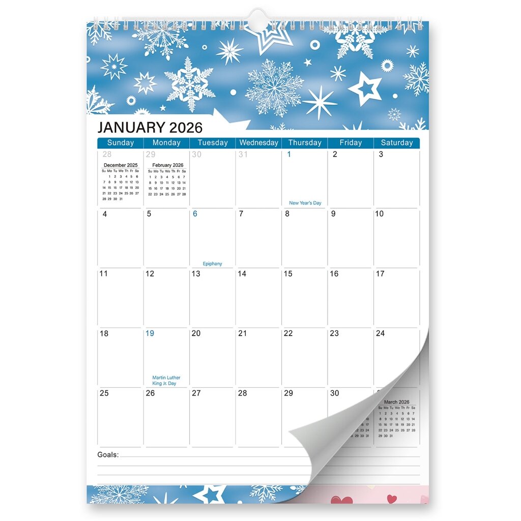 Английский Настенный Календарь на 2026-2027 годы