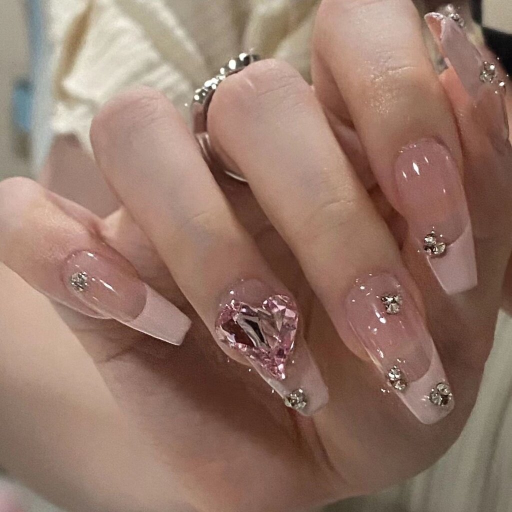 Вдохновленный стиль наклейки для французского маникюра сердце ручная работа для женщин