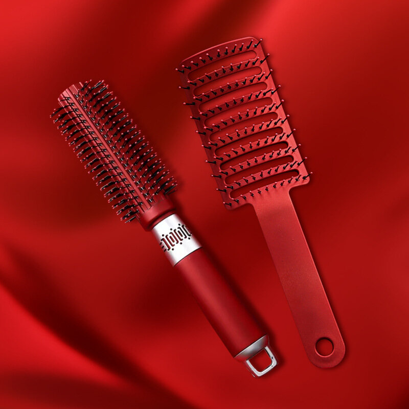 Расческа с подушкой, расческа с воздушной подушкой, расческа для завивки, специальная домашняя массажная расческа для женщин, щетка-лопатка, роликовая щетка, красный набор