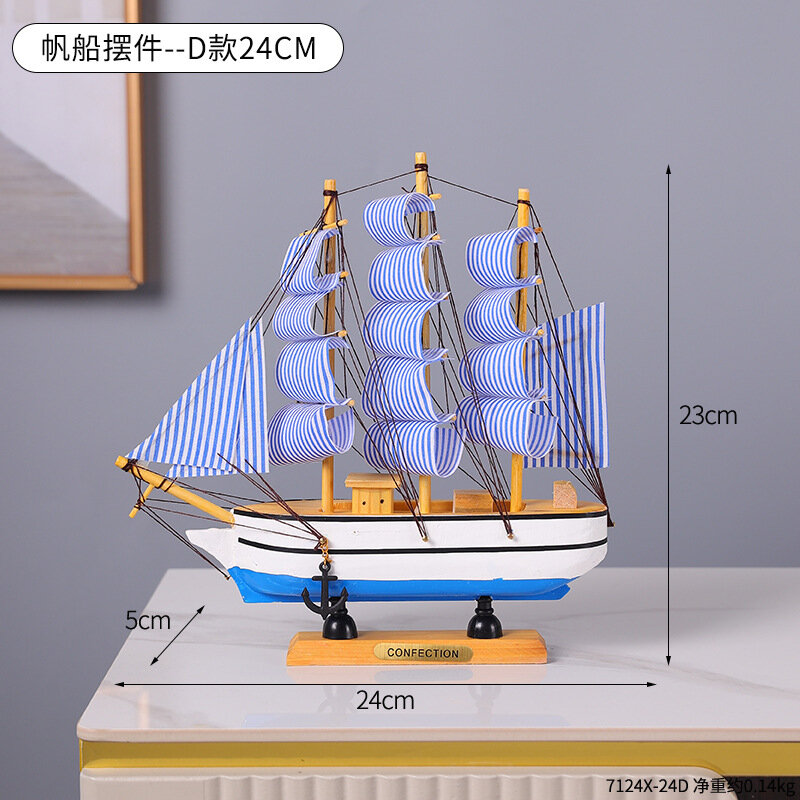 2026 Гладкий Парус Креативная Раскрашенная Маленькая Парусная Лодка Ручная Работа Деревянный Орнамент Ремесленная Модель Парусной Лодки Магазин Домашнего Декора