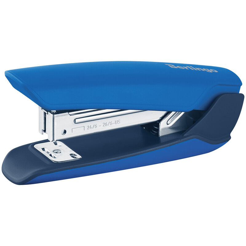 Степлер №24/6, 26/6 Berlingo "Hyper" до 25л, пластиковый корпус, синий