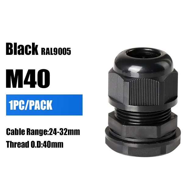 Водонепроницаемые кабельные вводы IP68 M40 черный серый нейлон M40 black