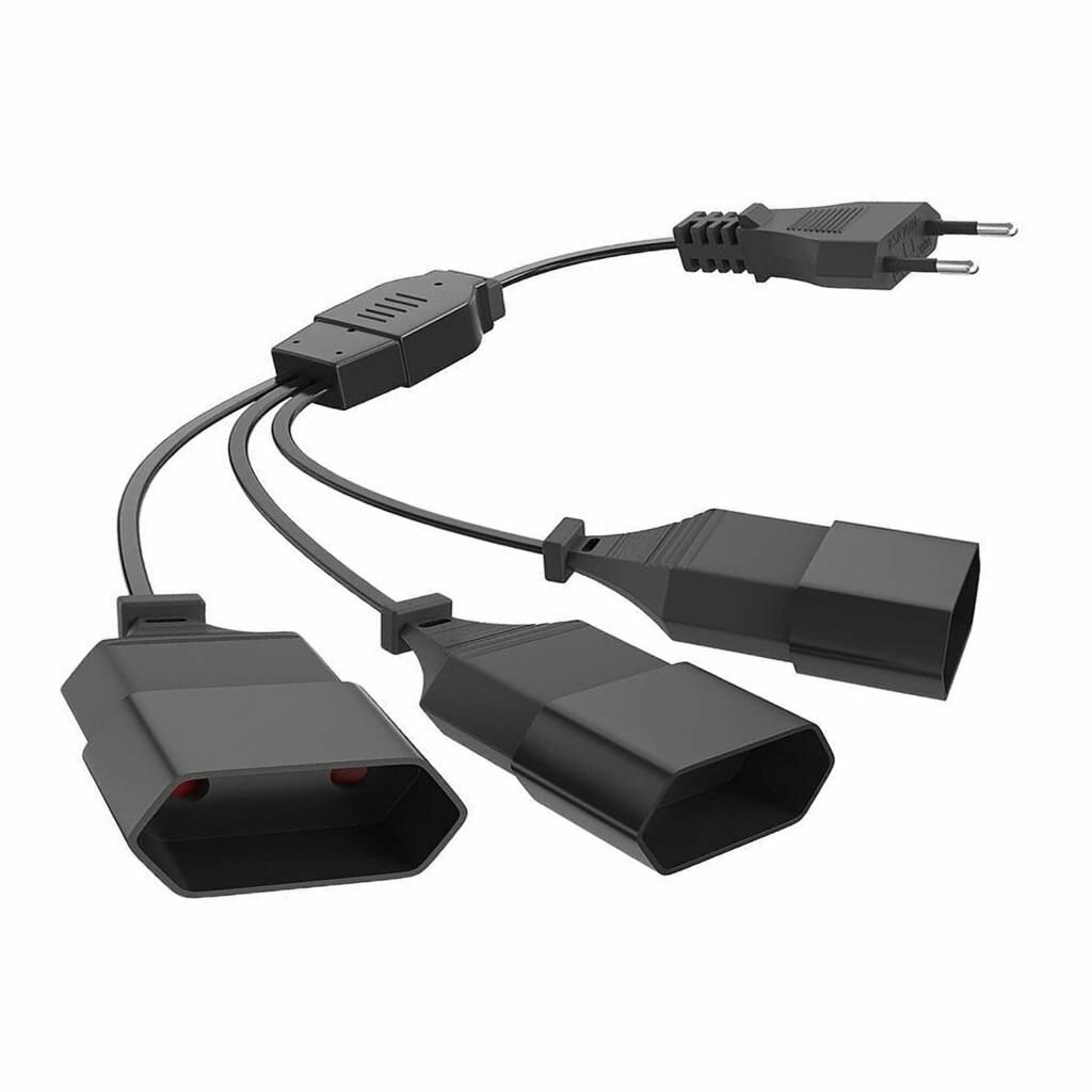 Европейская сетевая розетка с тремя выходами, Черный