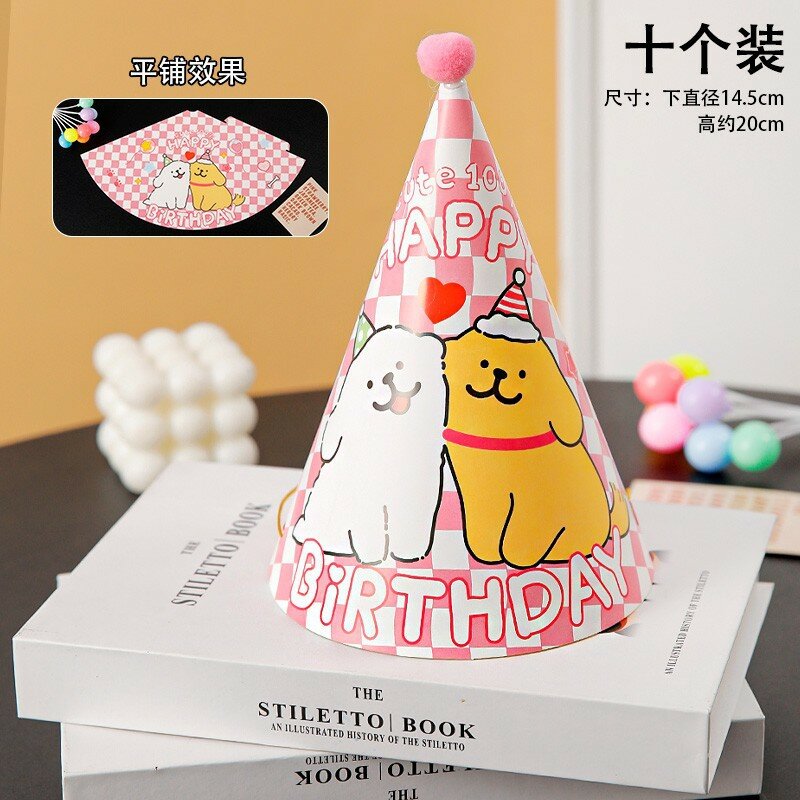 Декорация торта интернет-знаменитости, реквизит для фото, детская шляпа на день рождения, мультяшный клубничный медведь, фиолетовая шляпа для вечеринки с кроликом и лисой