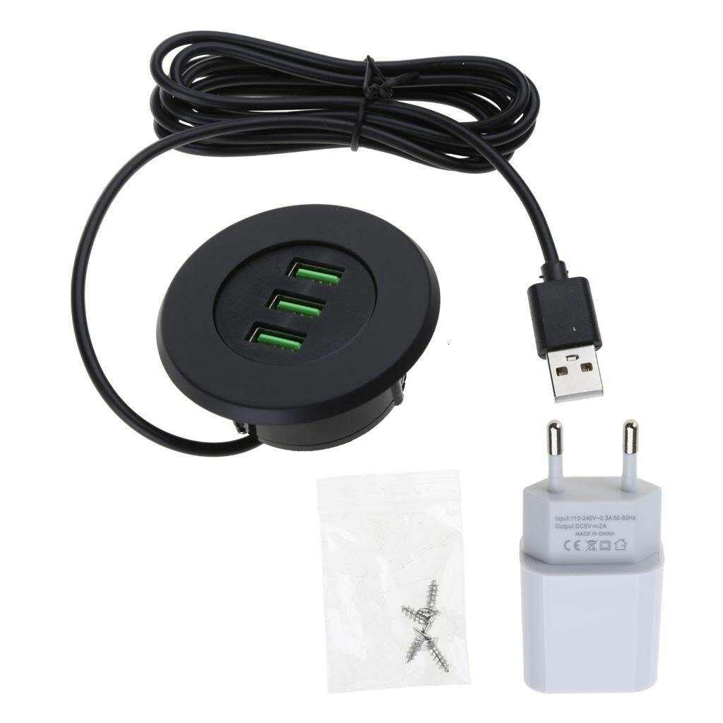 Настольный громмет с розеткой и USB, Черный