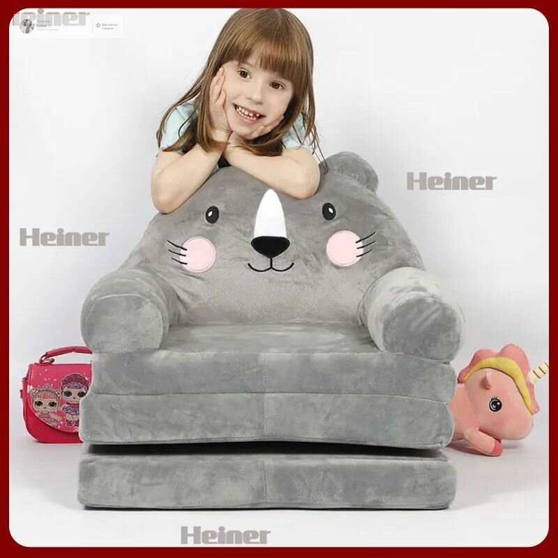 Кресло детское мягкое диванчик трансформер Серый Кот