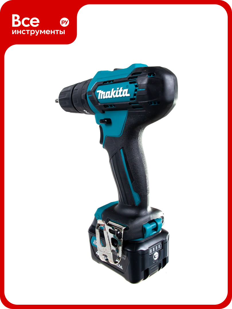 Аккумуляторная дрель-шуруповерт Makita HP333DWME, 2 скорости до 1700 об/мин, максимальный крутящий момент 30 Нм