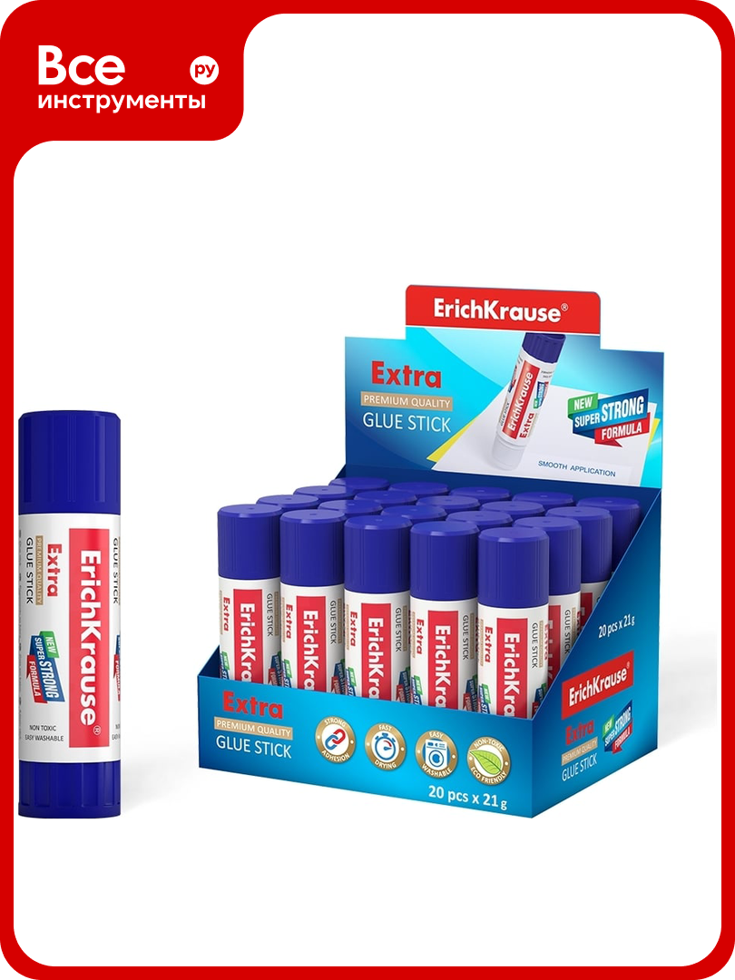 Клей-карандаш ErichKrause Extra, 21 г 2368