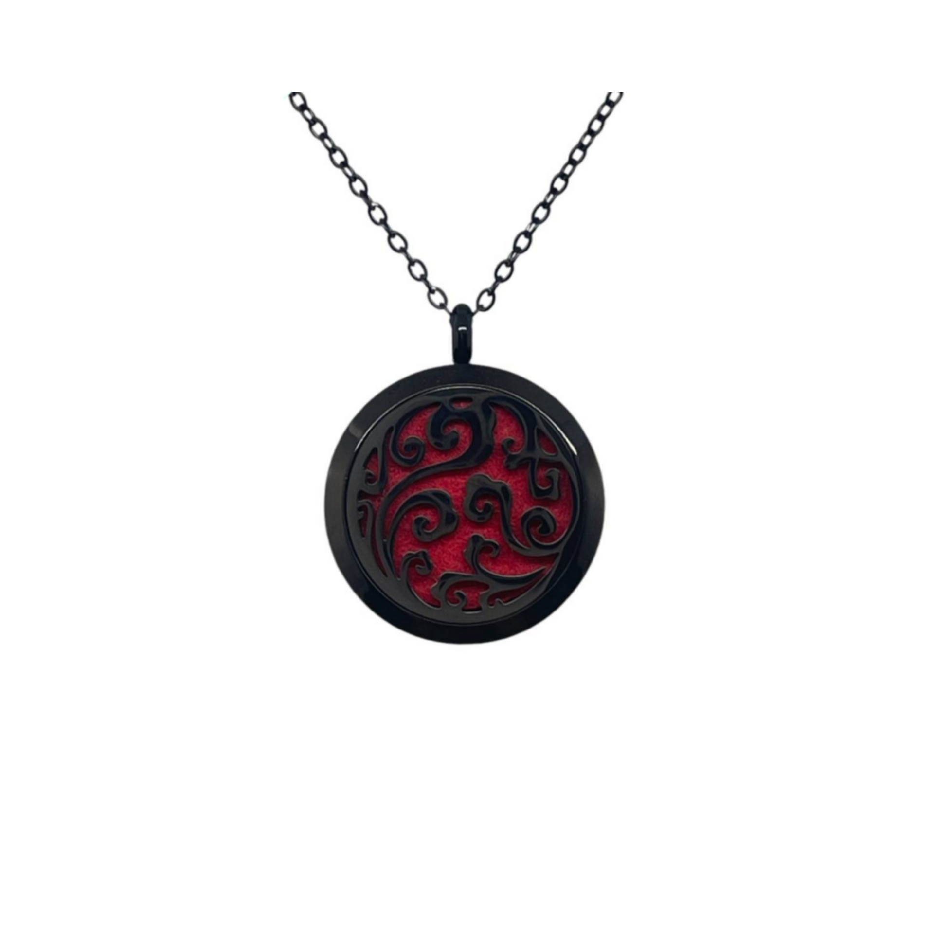 Аромакулон для эфирных масел, круглый, диаметр 30 мм, из титановой стали 316L + цепочка 60см + 3 фетровых вкладыша. Вариант 8