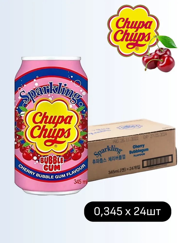 Chupa Chups Бабл Гам Черри 0,345л./12шт. Chupa Chups Производство - Южная Корея