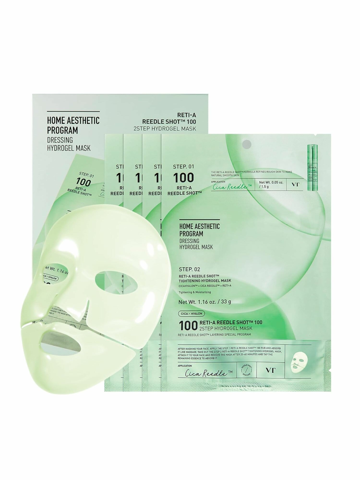 VT COSMETICS Маска для лица с микроиглами Reti-A Reedle Shot 100 Hydrogel Mask (4 шт)