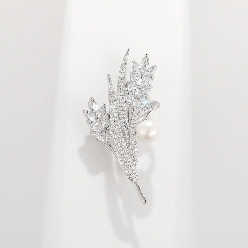 2026 Xiliang Concubine Высококачественная роскошная брошь из циркона Брошь в виде колоска Подарок Брошка из пресноводного жемчуга DIY Аксессуары Пустая закрепочная булавка