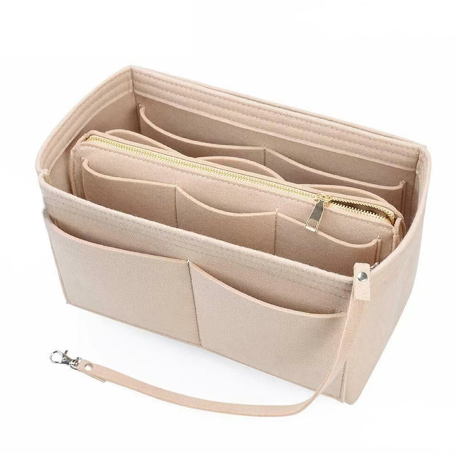 Bucket bag, tote bag, сумка для хранения с зippers, liner bag (хаки, средний), felt storage bag, материал: фетр, размеры: маленький: 21*11*13см, средний: 24*13*15см, большой: 29*15*18см, использование: хранение предметов в сумке