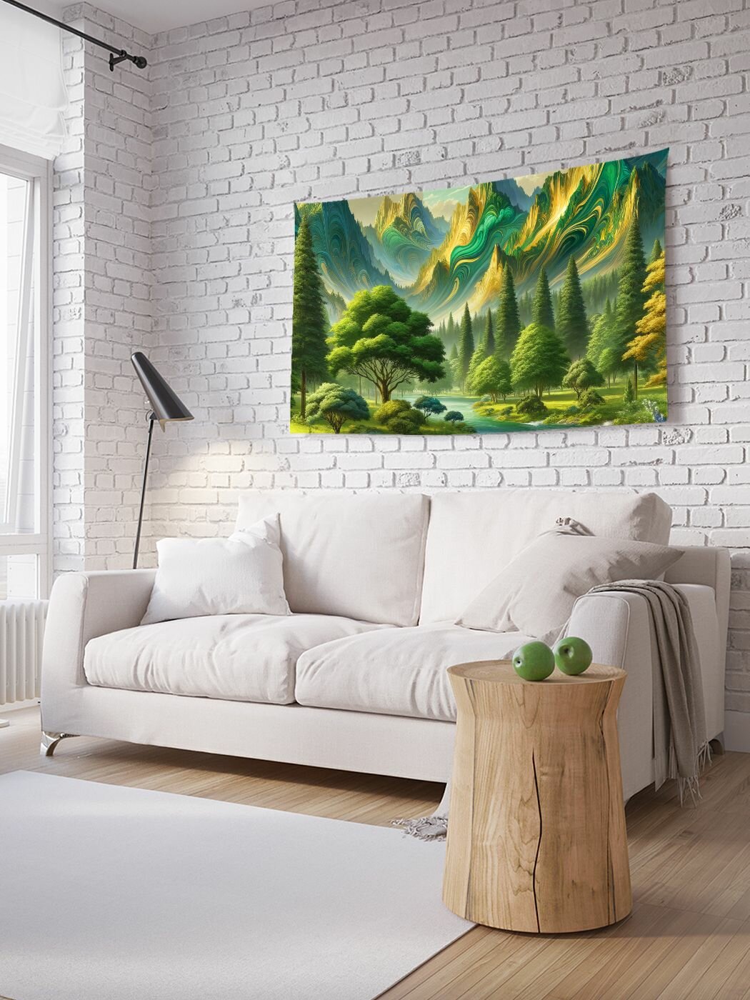 Фотопанно на стену тканевый горизонтальный "Долина у гор", 150х200 см, JoyArty