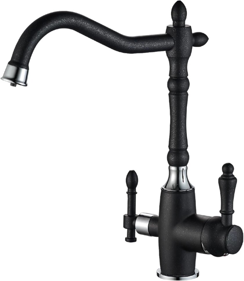 Смеситель для кухни Zorg SH 812 BLACK CR с подключением к фильтру, хром/черный
