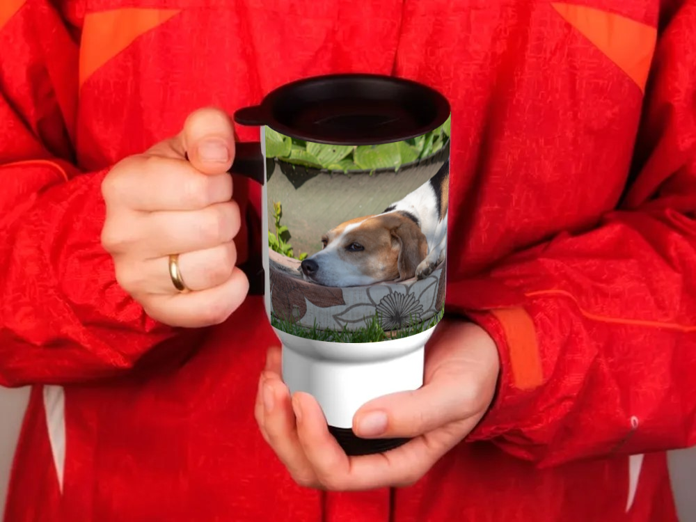 Тремокружка для авто с принтом "Эстонская гончая, собака, гончая" 0.5 л.