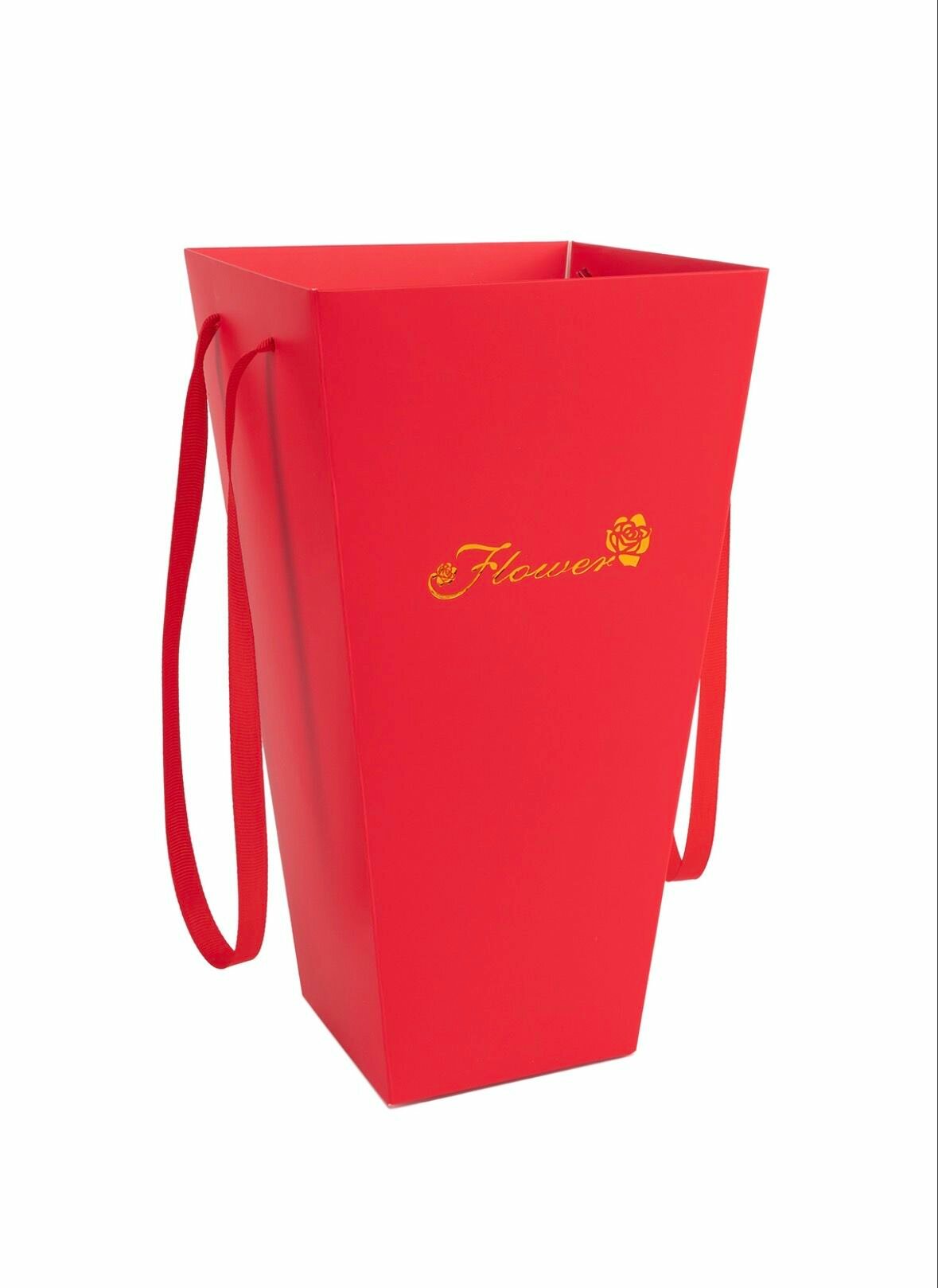 Пакет для цветов, Красный, Металлик, 27*15*9 см, 1 шт