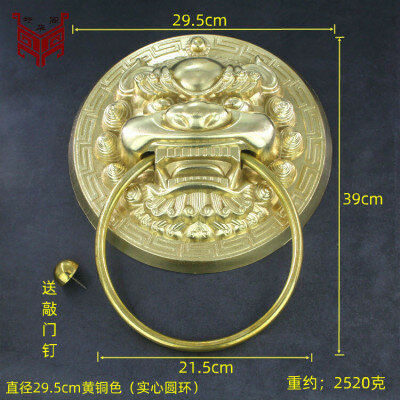 Антикварная бронзовая ручка для двери в виде головы зверя, ручка для двери из массива дерева, антикварная ручка для двери, дверной молоток, дворовая дверь, ручка в китайском стиле с головой тигра