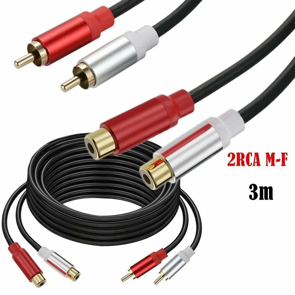 PENGQIAO Аудиокабель RCA/RCA, 3 м, черный матовый