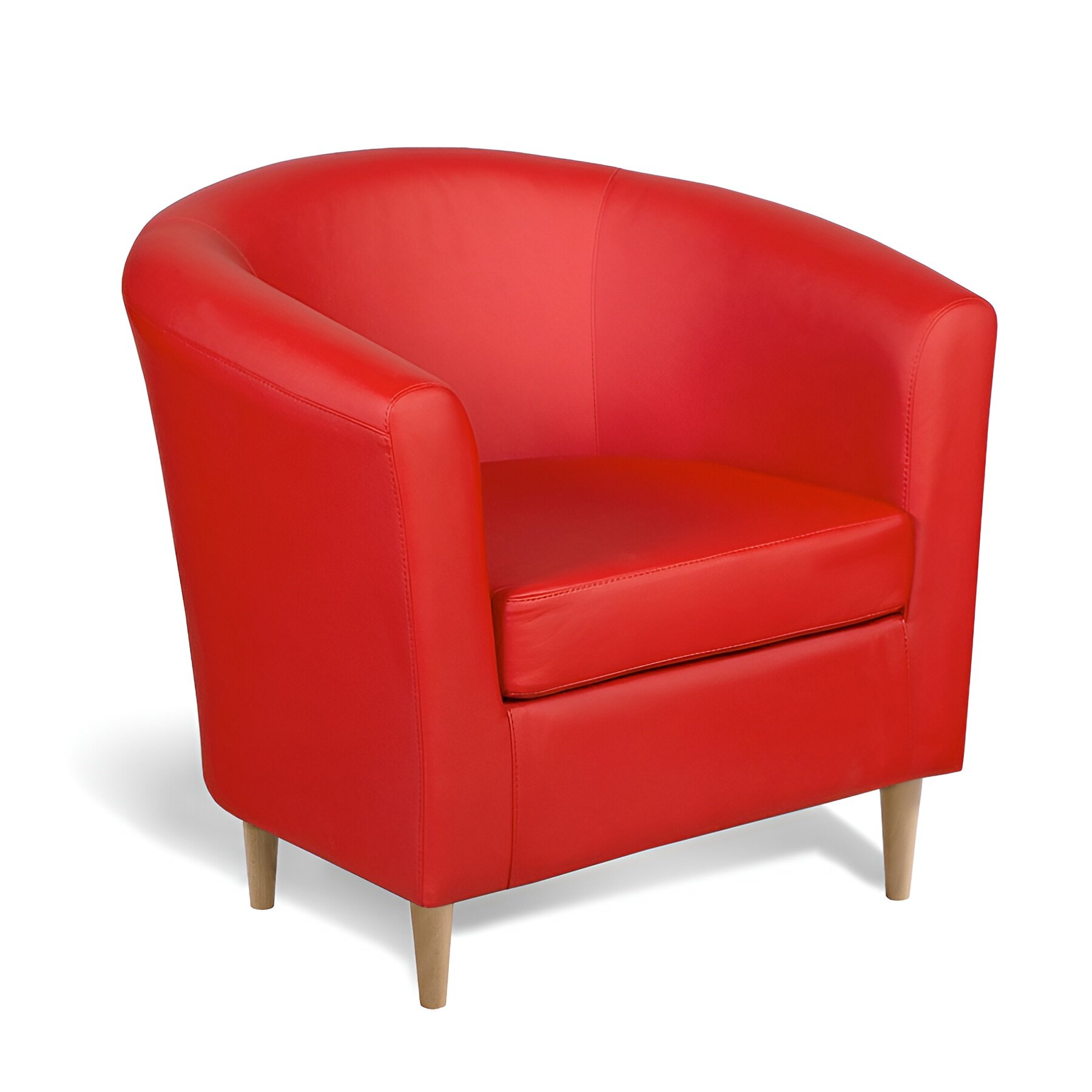 Кресло Евро Лайт экокожа, красное, с подлокотниками, 82х82х76 см