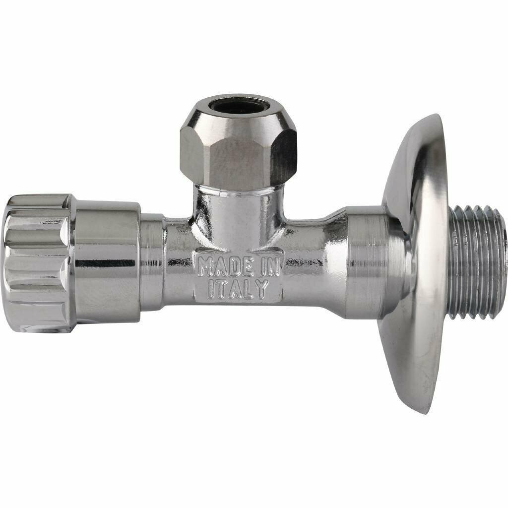 Кран шаровой угловой для смесителя с цангами 1/2"х10 мм ITAP ART 348